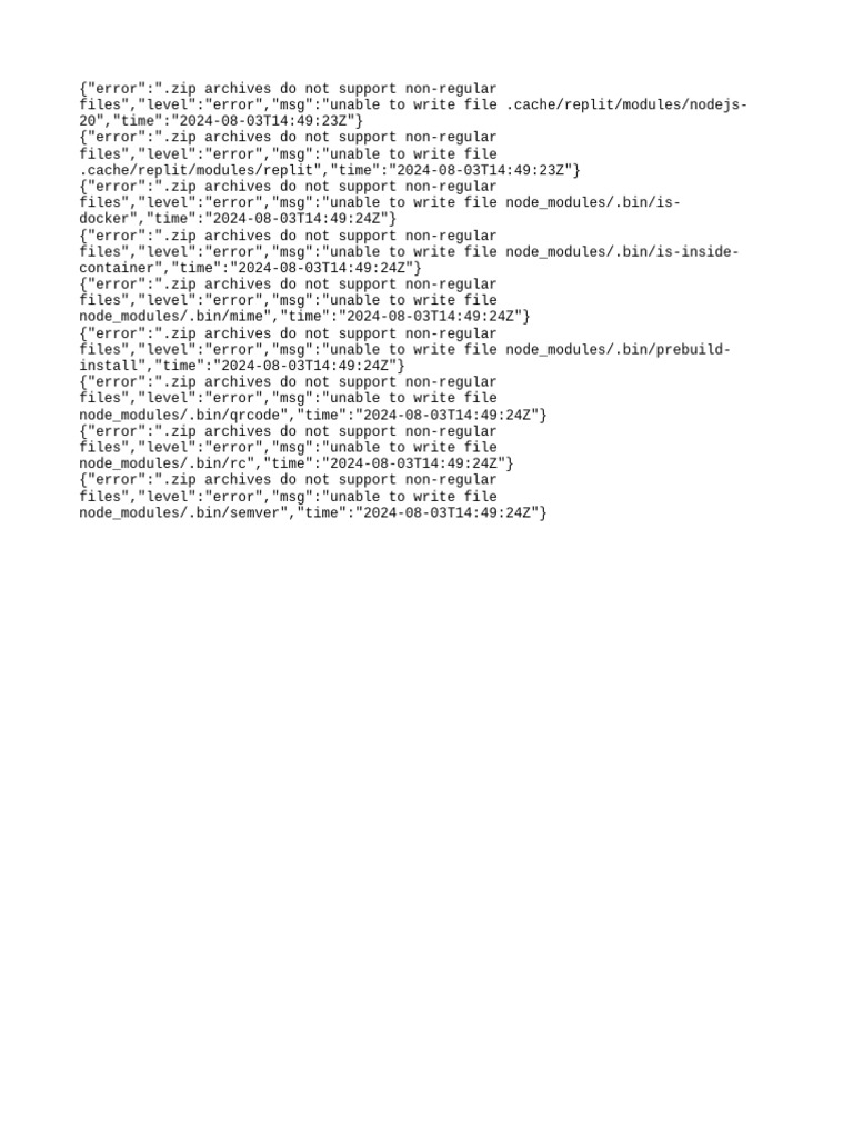 Replit Zip Error Log | PDF