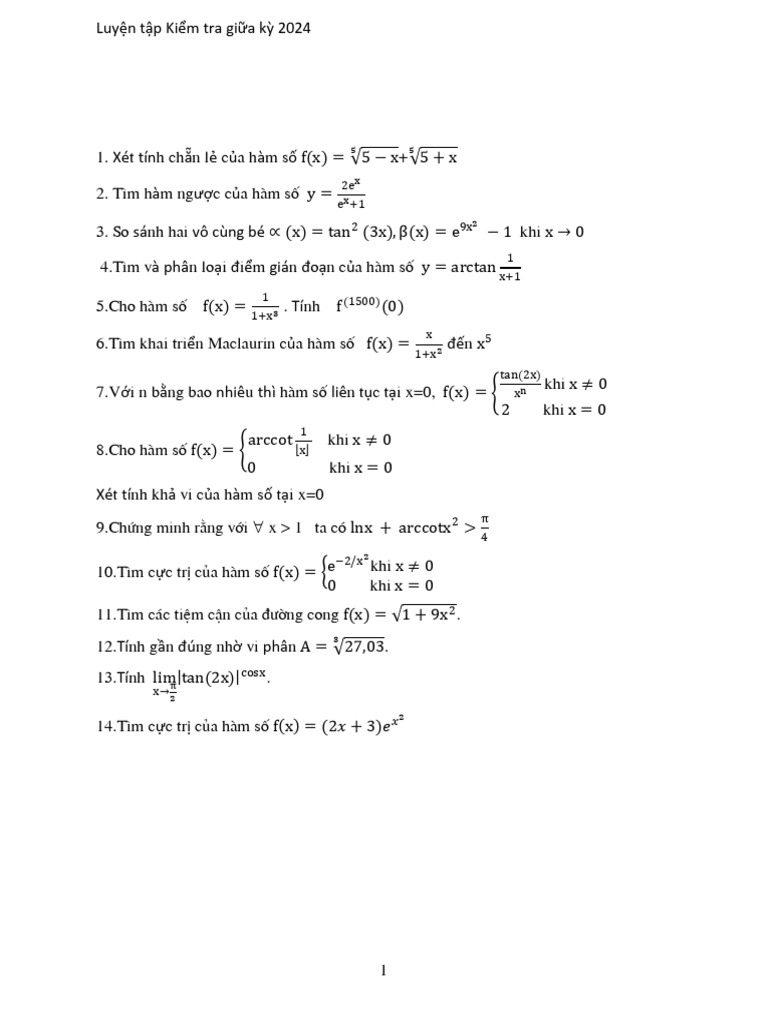 Luyen Tap Giua Ky 1 k69 | PDF