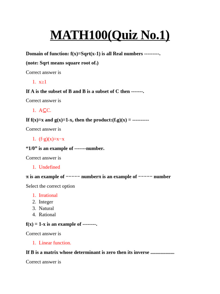 MATH100 | PDF | Numbers | Mathematical Objects