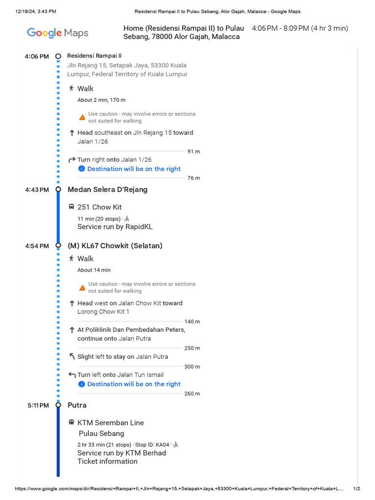 Residensi Rampai II To Pulau Sebang, Alor Gajah, Malacca - Google Maps ...