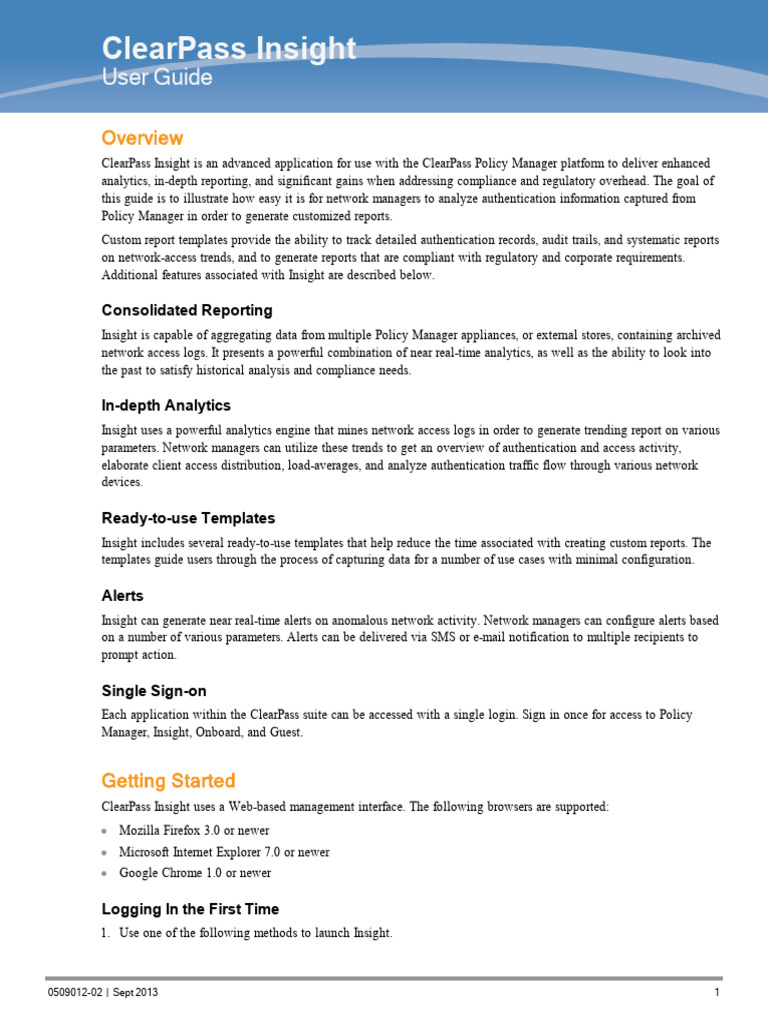 ClearPass Insight - User Guide-C05320358 | PDF | Radius | Login