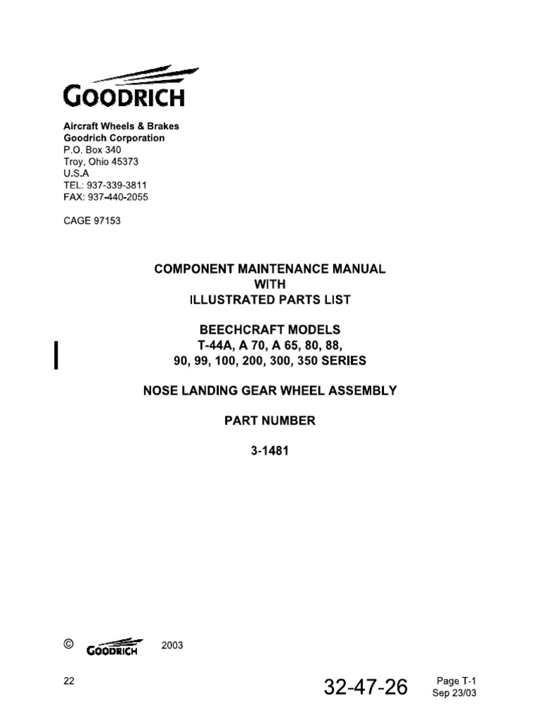Goodrich Aircraft Wheels & Brakes - CMM With Illustrated Parts List ...