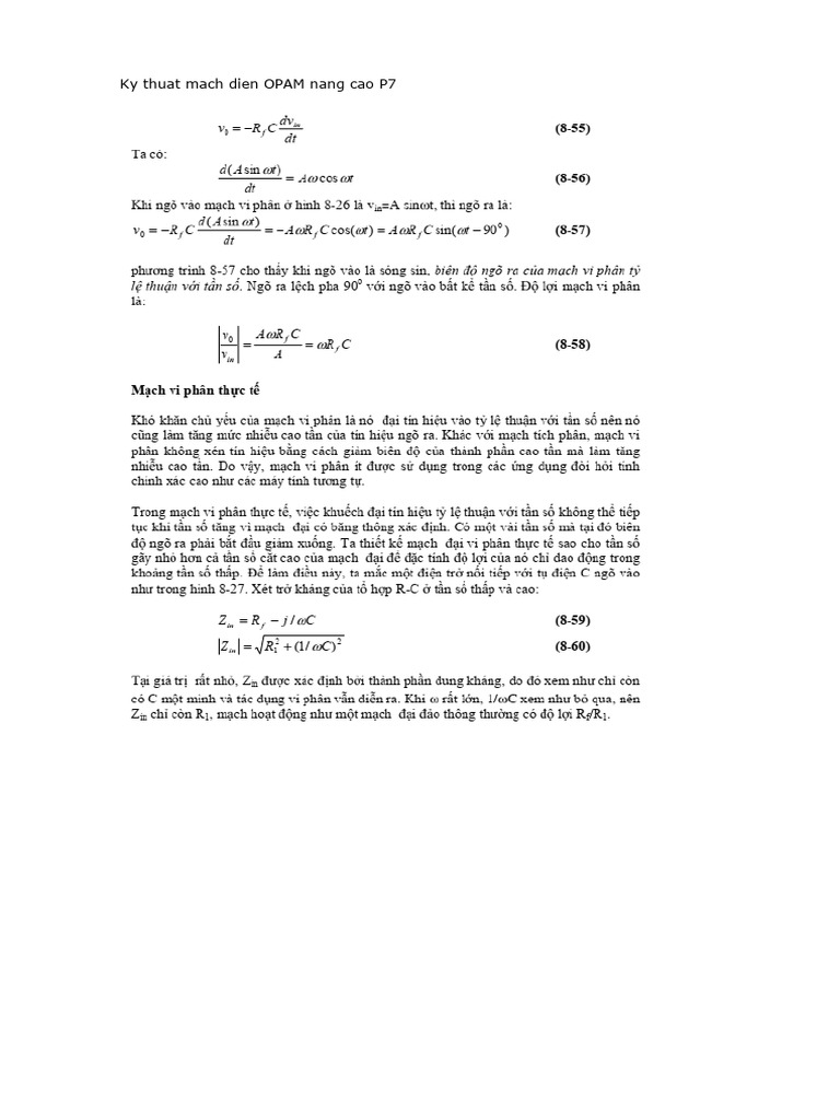 Ky Thuat Mach Dien OPAM Nang Cao P7 | PDF