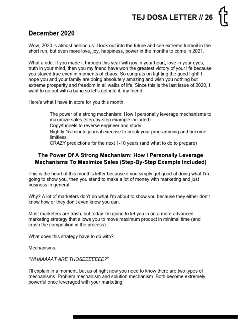 Tej Dosa Letter 26 | PDF | Feeling | Reason