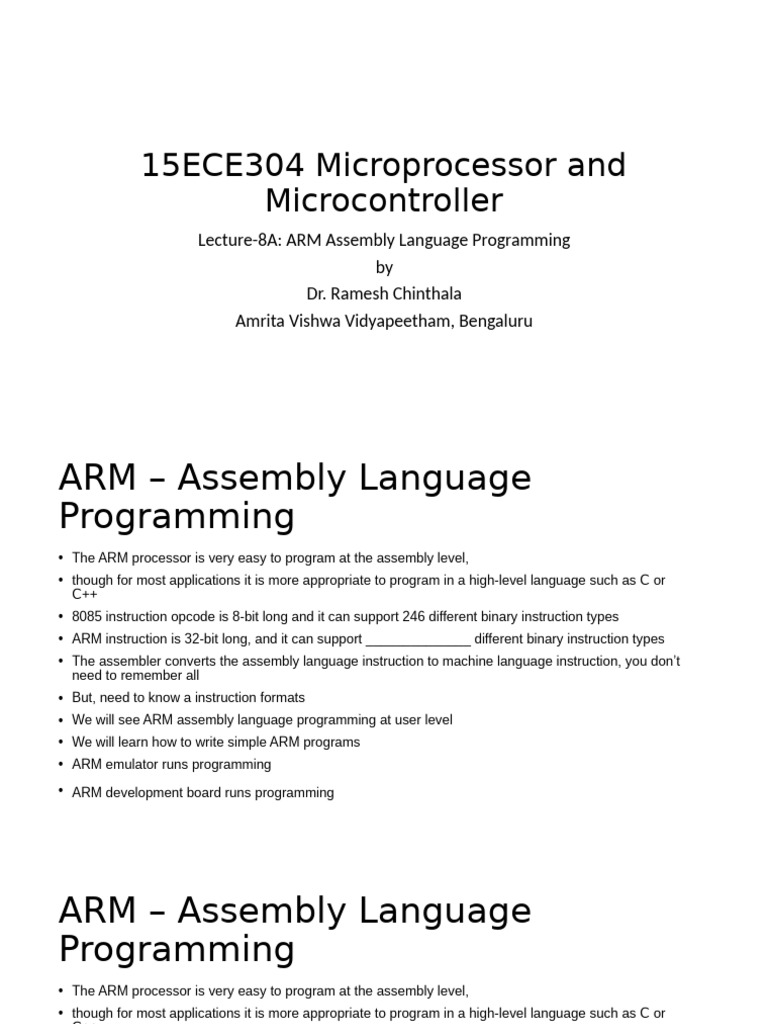 Lecture-08 ARM - Data Processing Instructions | PDF | Assembly Language | Computer Programming