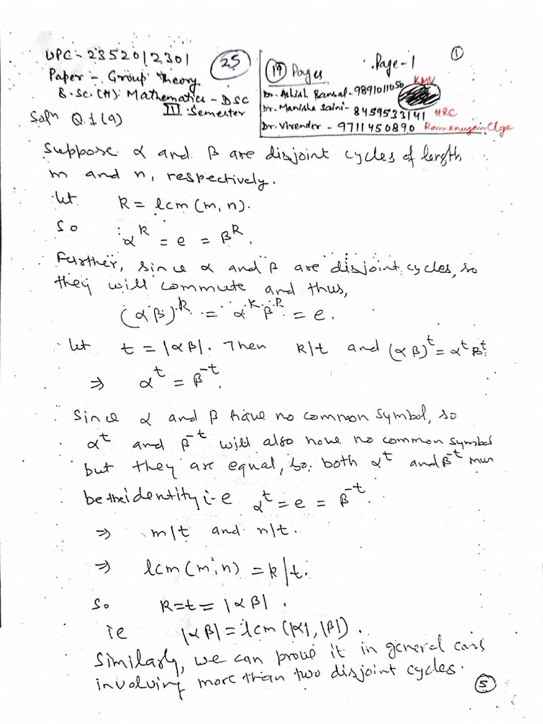 GROUP THEORY (PYQ'S SOLUTION) | PDF