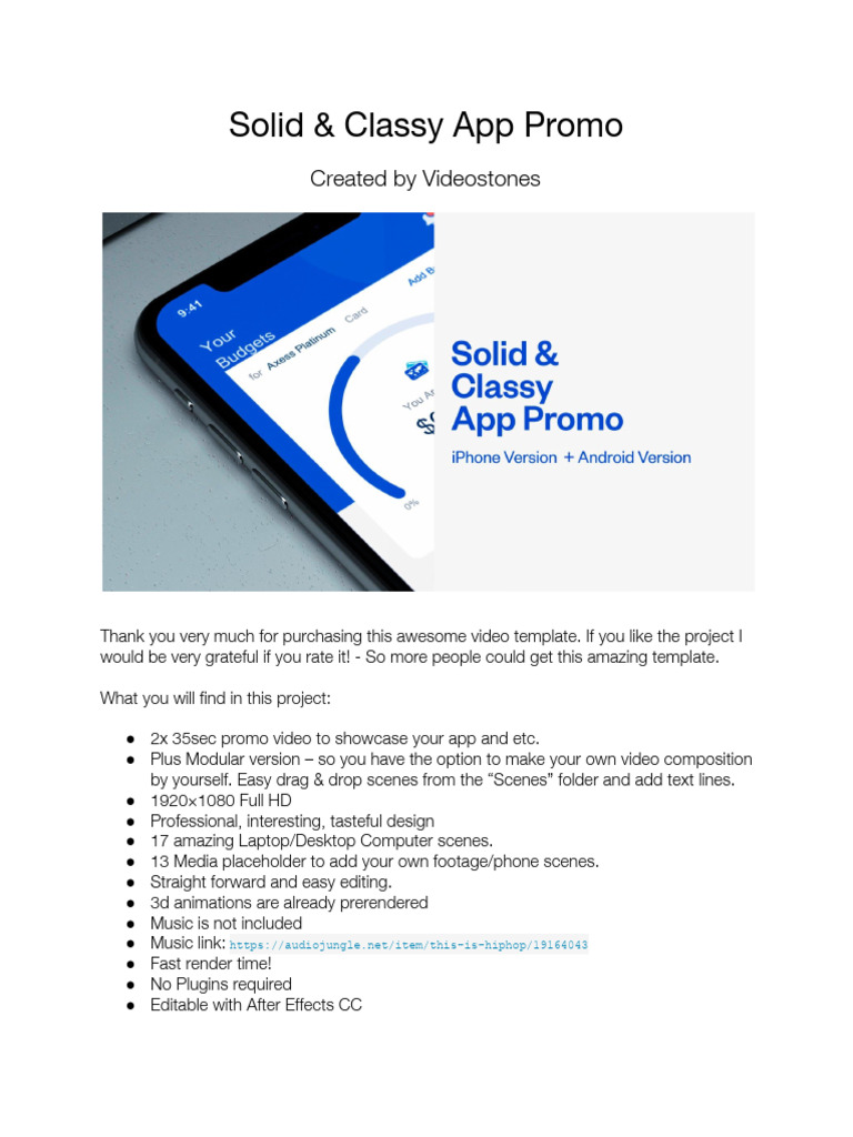 Solid Classy App Promo Video Template | PDF | System Software | Software