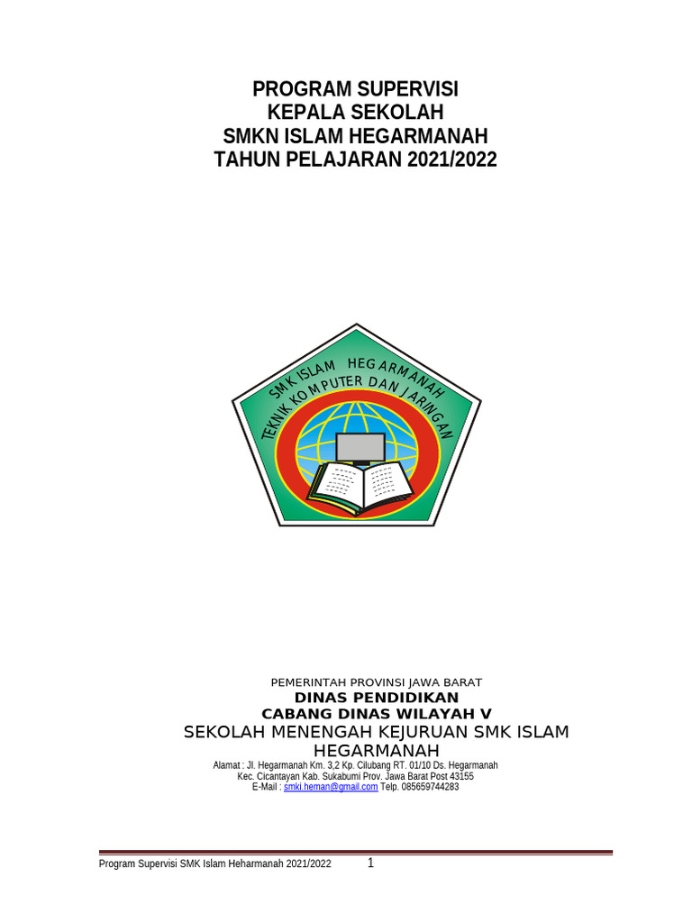 Program_Supervisi SMK Islam Hegarmanah 2021 | PDF