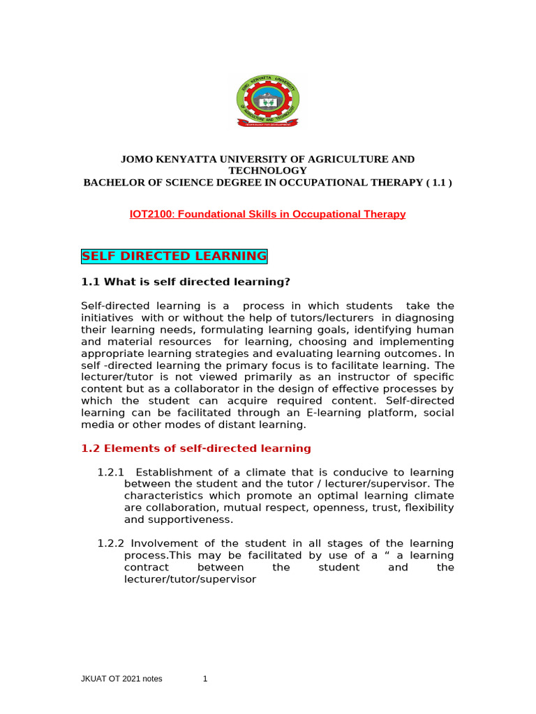 Self Directed Learning | PDF | Learning Styles | Learning