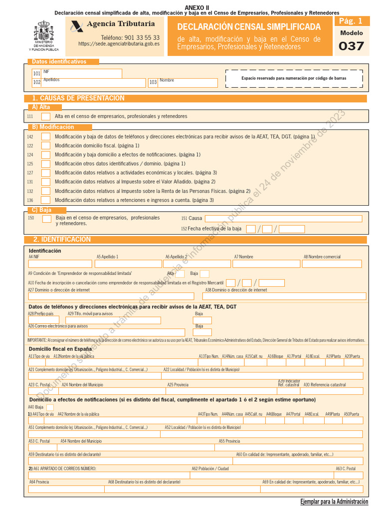 Modelo 037 | PDF | Herencia | Finanzas del gobierno