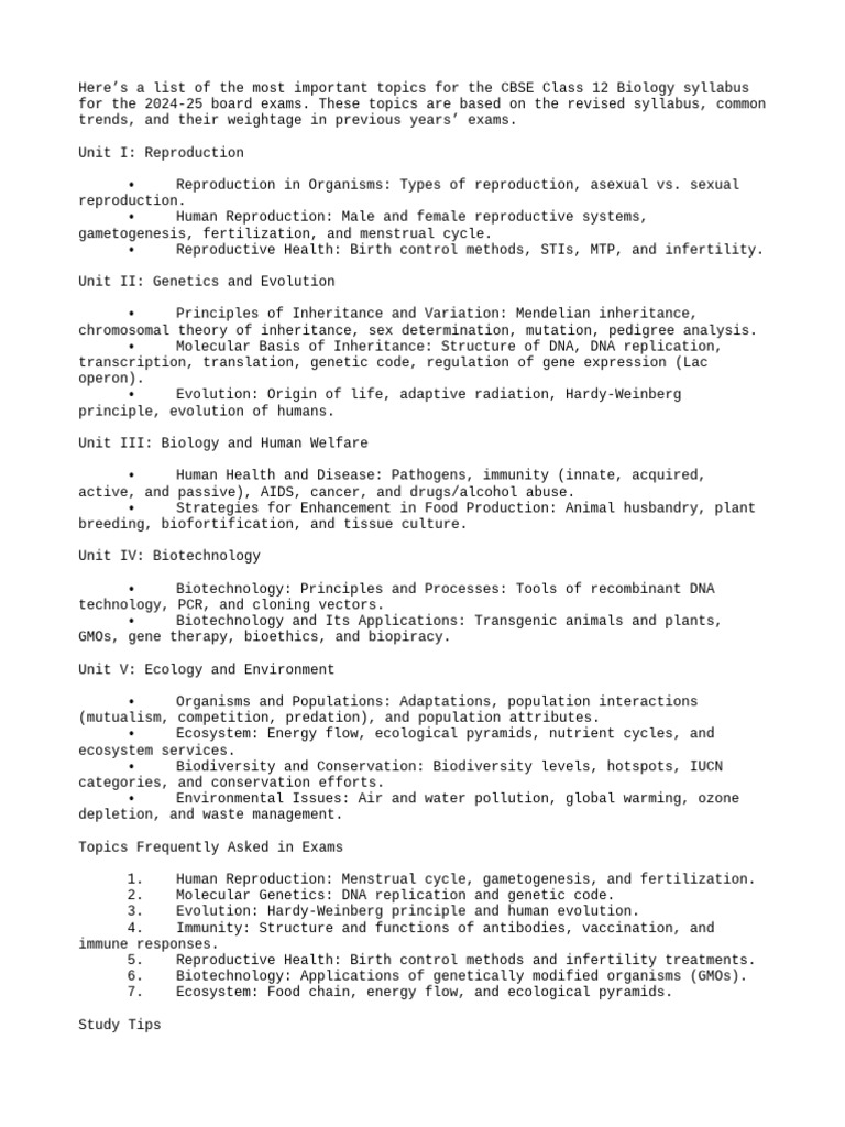 Most Important Topics Biology | PDF | Evolution | Reproduction Most Important Topics Biology | PDF | Evolution | Reproduction