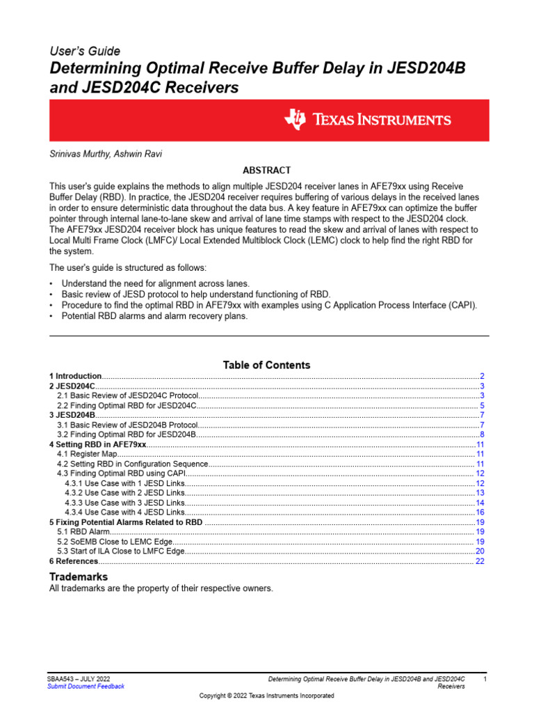 DeterminingOptimalRBD JESD204 Sbaa543 | PDF | Synchronization ...