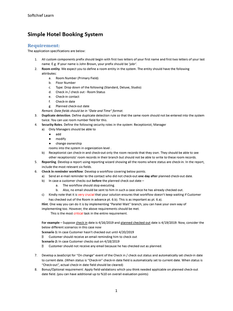 Simple Hotel Booking System Requirements | PDF | Software Engineering ...