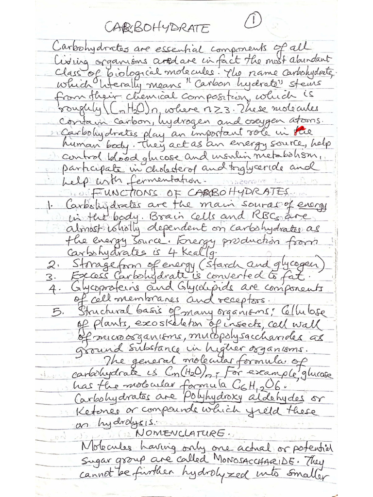 Carbohydrate (BCH 201) | PDF