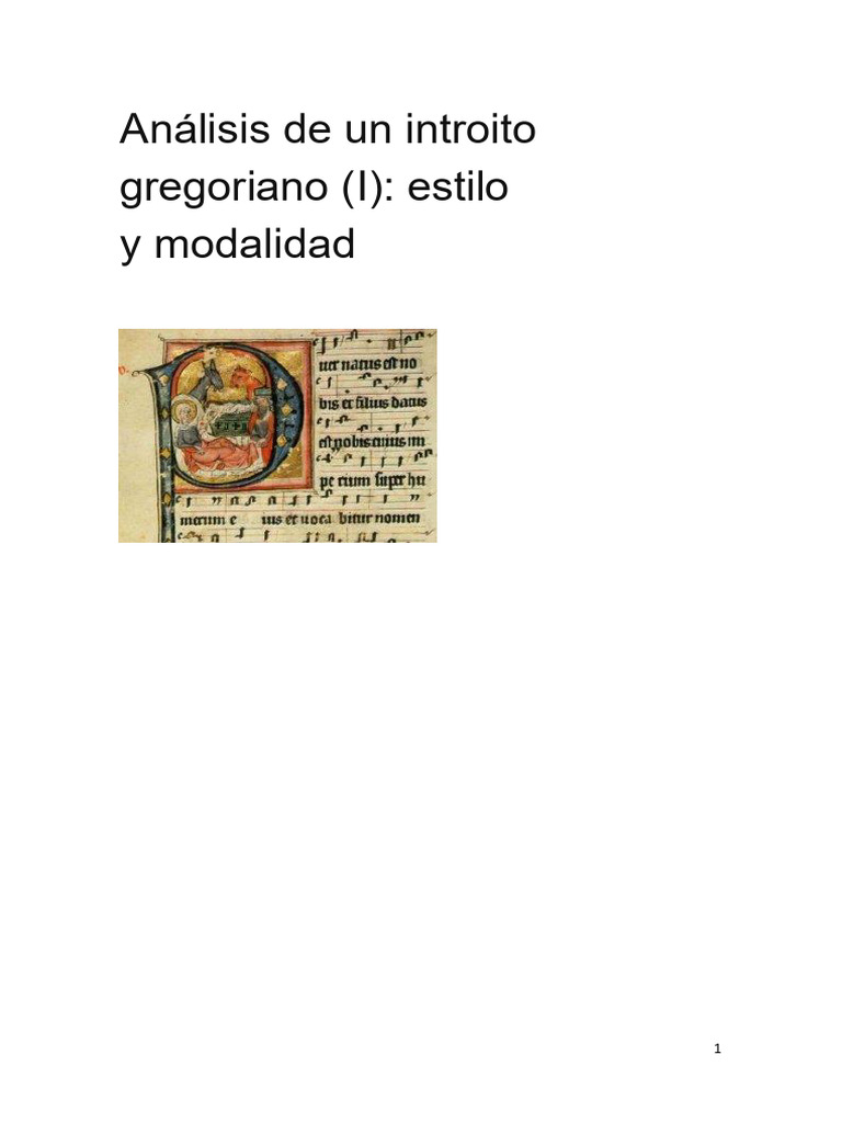Análisis de Un Introito Gregoriano I | PDF | Modo (música ...