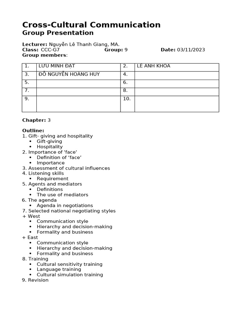 Presentation Marking Guide | PDF | Communication | Nonverbal Communication