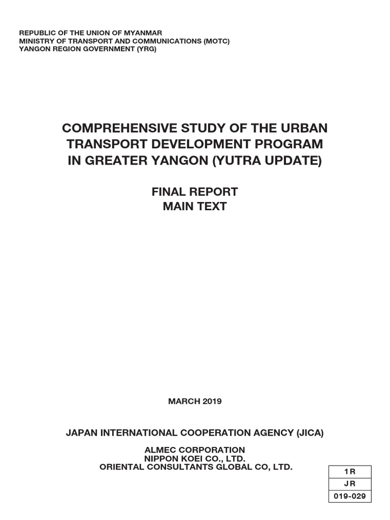Comprehensive Study of The Urban (Jica) | PDF | Transport | Rail Transport