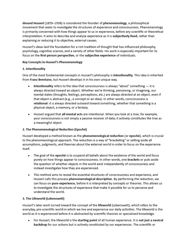 Husserl and Phenomenology | PDF | Phenomenology (Philosophy) | Edmund ...