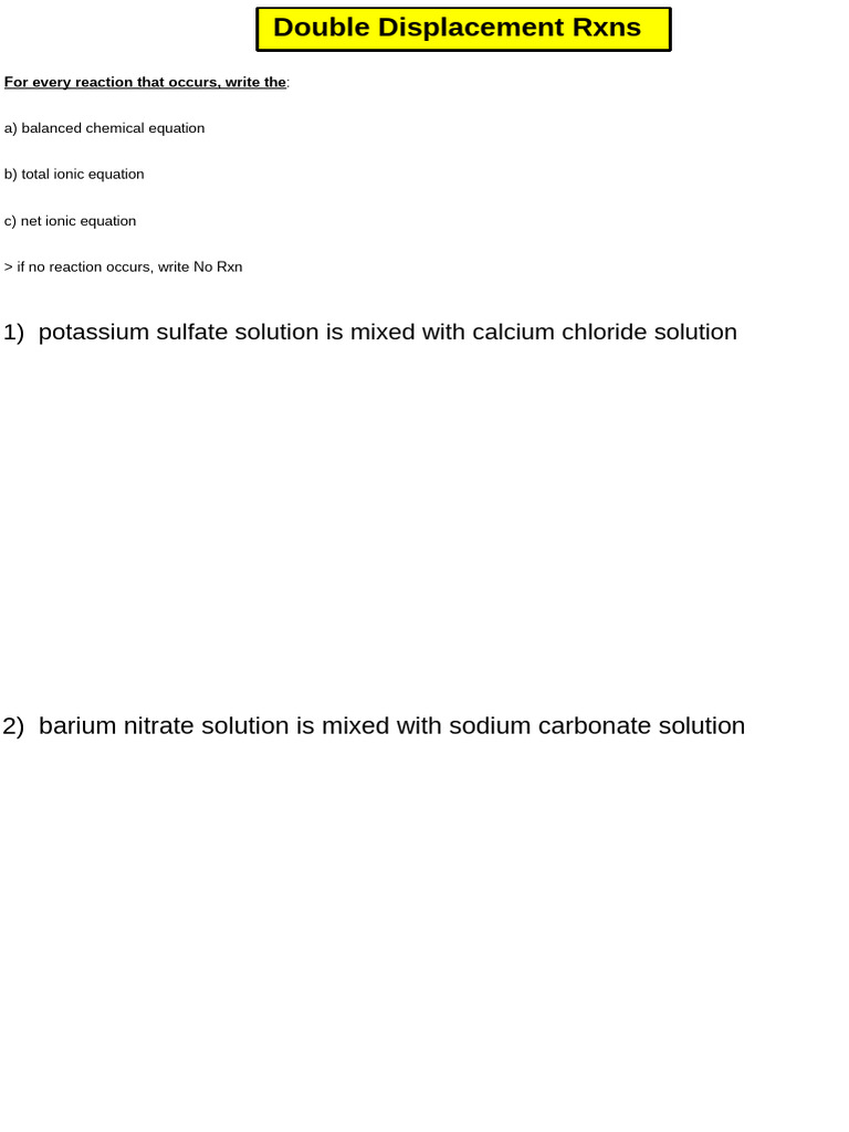 DD Rxns and The Solubility Guidelines With Ionic Equations | PDF