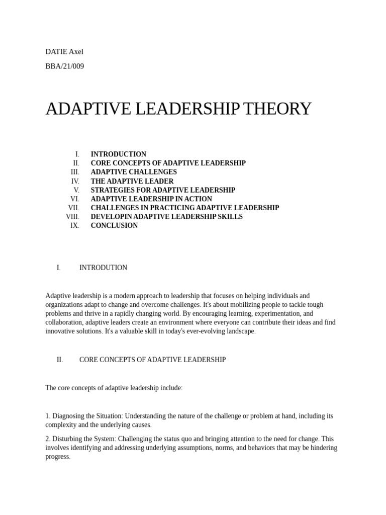 Adaptive Leadership Essentials | PDF | Leadership | Sustainability