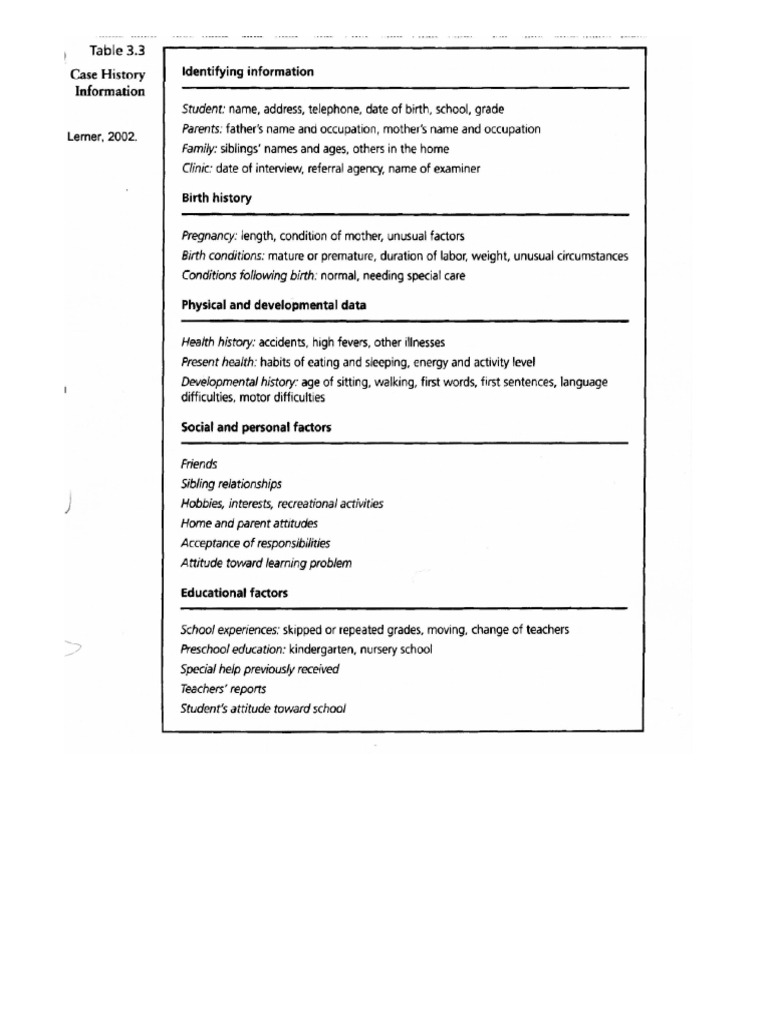 Tema 1.2 Case History Information | PDF