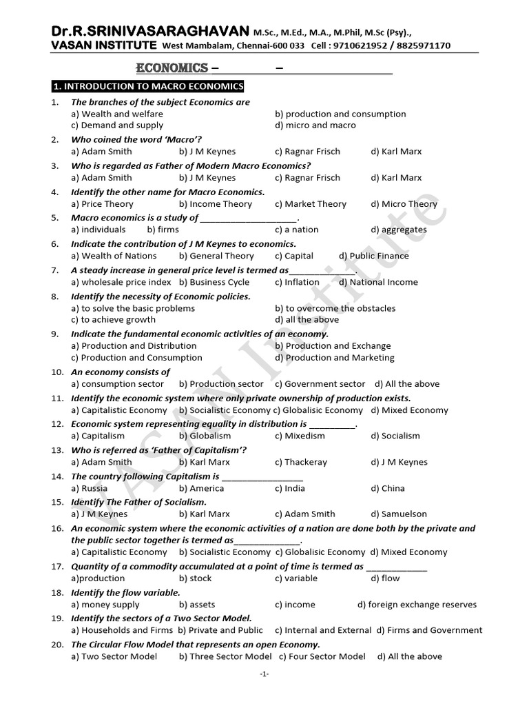 12th Economics Book Back Questions | PDF | Consumption (Economics ...