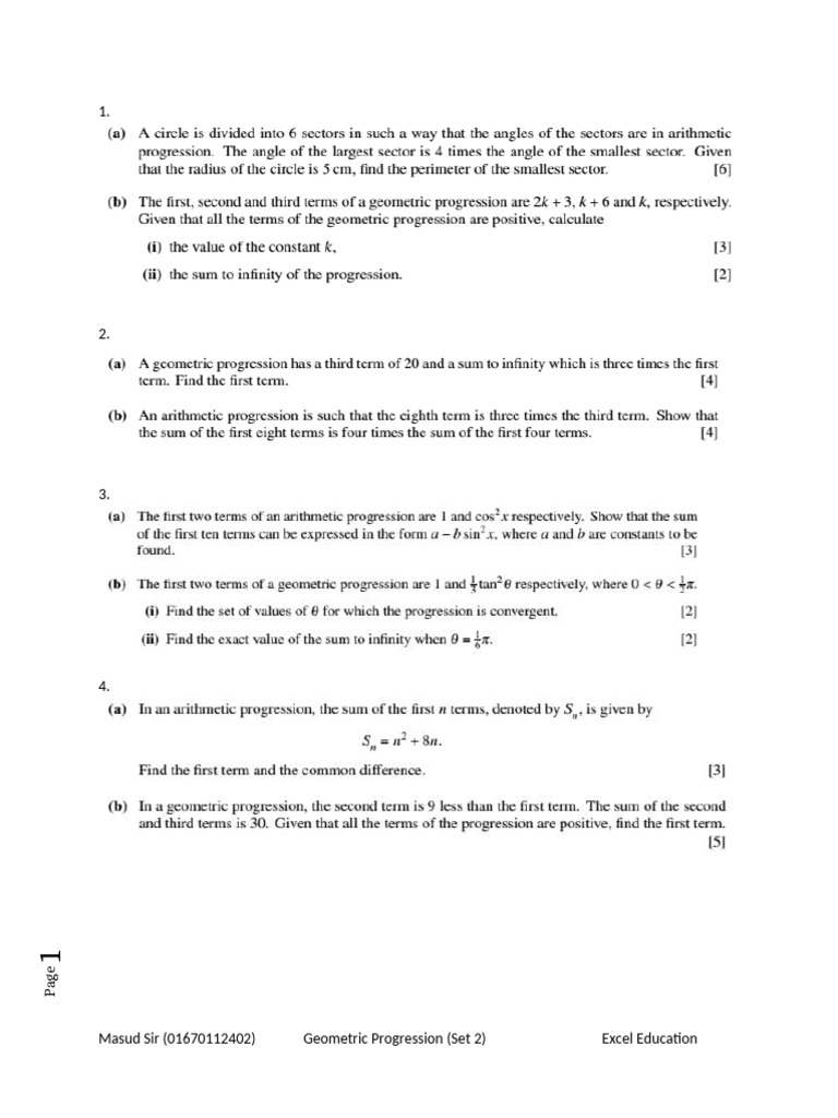 Geometric Progression Set 2 Complete | PDF