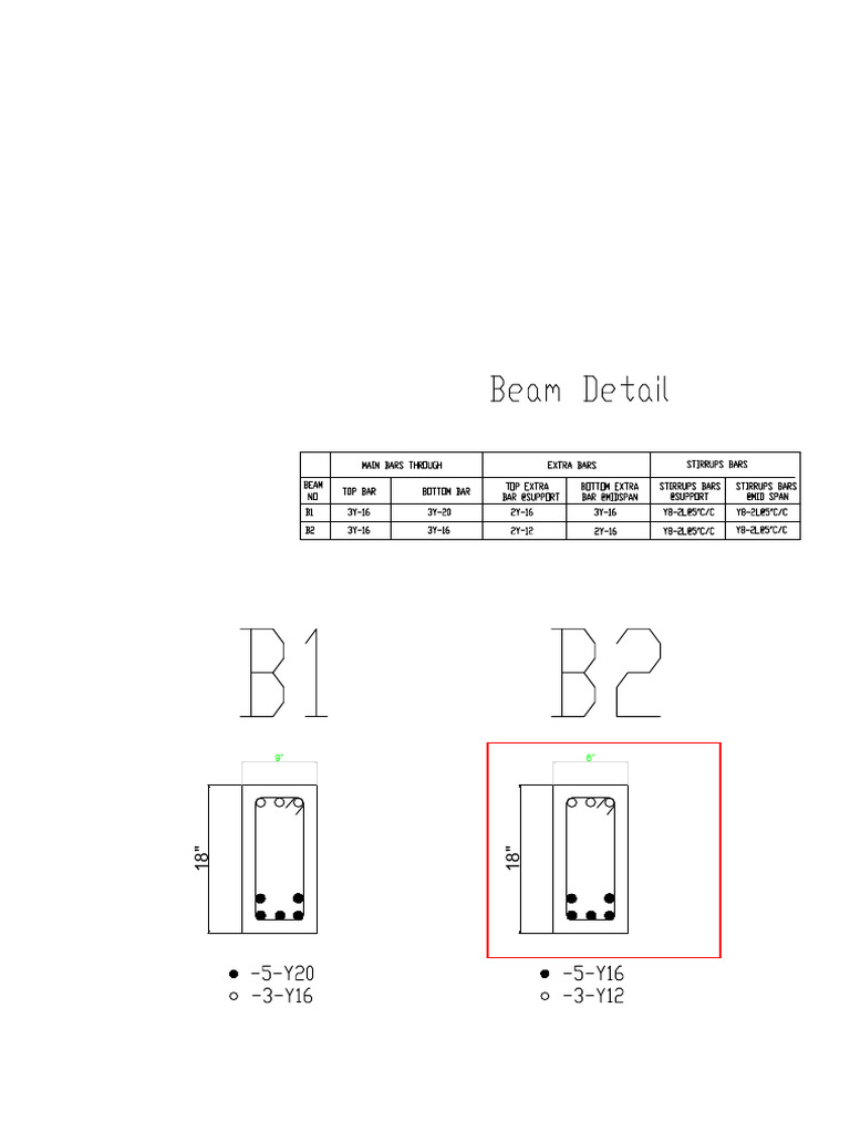 Vin Ham 2nd Floor Beam Rebar Detail | PDF