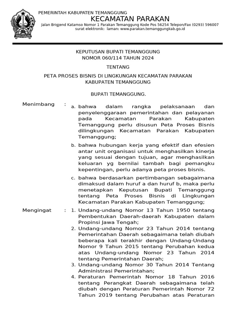 SK Probis Kecamatan Parakan | PDF