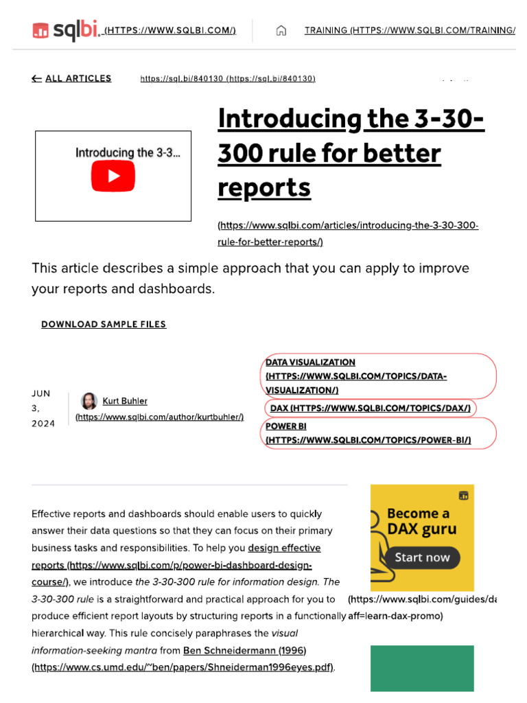 3-30-300 Rule For Better Reports - Power BI | PDF