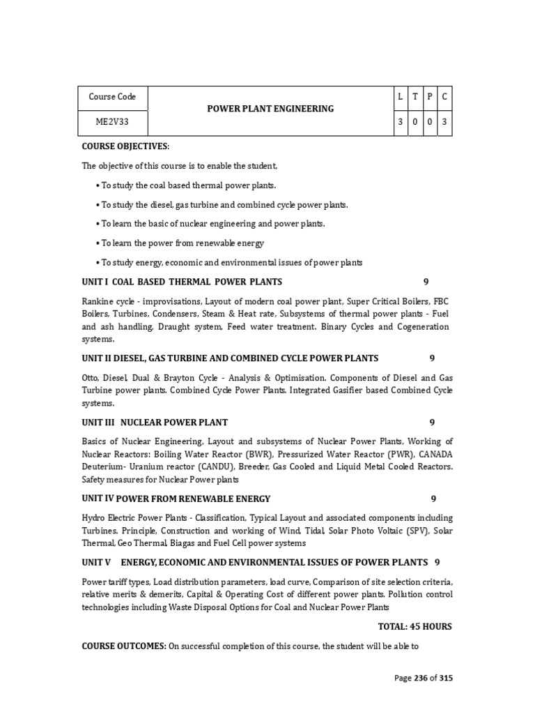 Power Plant Engineering Syllabus 2021 | PDF | Power Station | Nuclear Power Plant