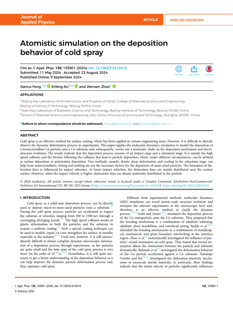 Atomistic Simulation On The Deposition Behavior Of Pdf Dislocation