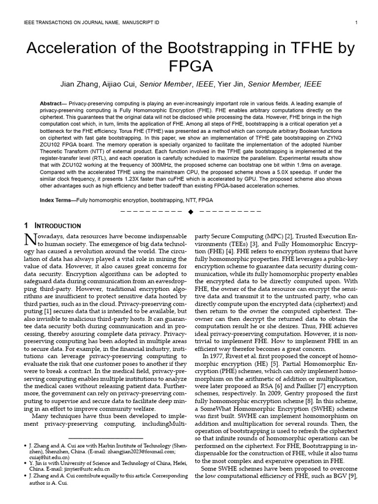 Acceleration of The Bootstrapping in TFHE by FPGA | PDF | Computer Engineering | Espionage ...