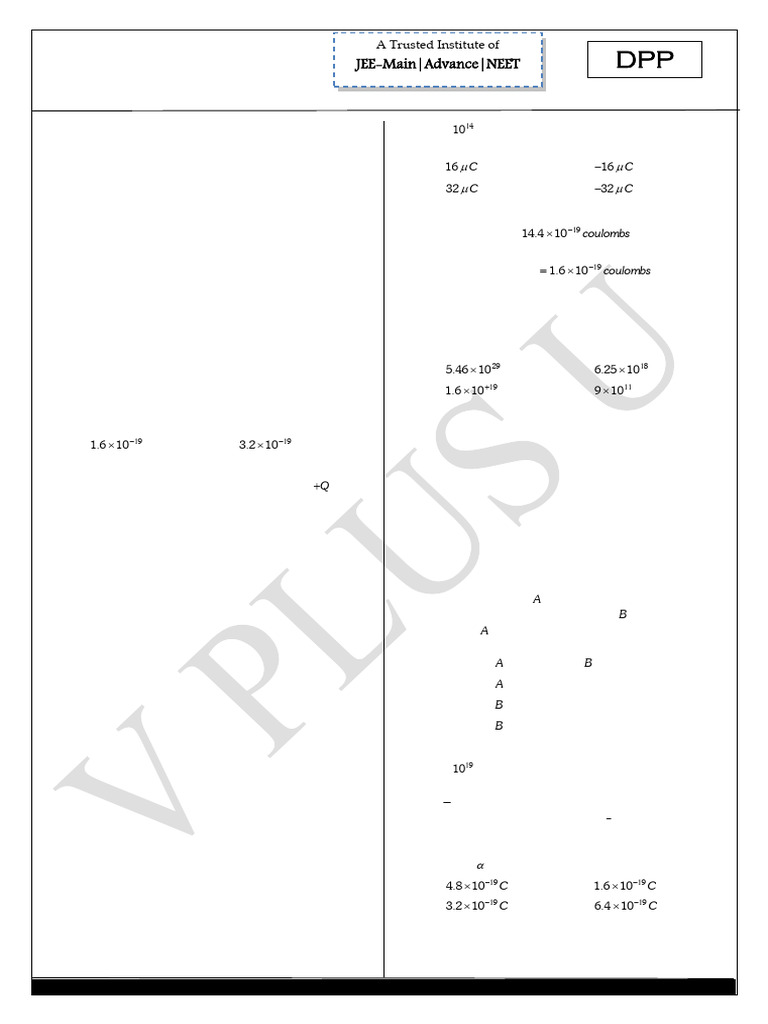 DPP Charge With Solution | PDF | Electric Charge | Electron
