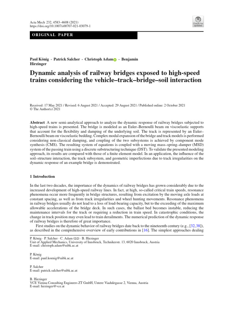 Dynamic Analysis of Railway Bridges | PDF | Bridge | Viscoelasticity