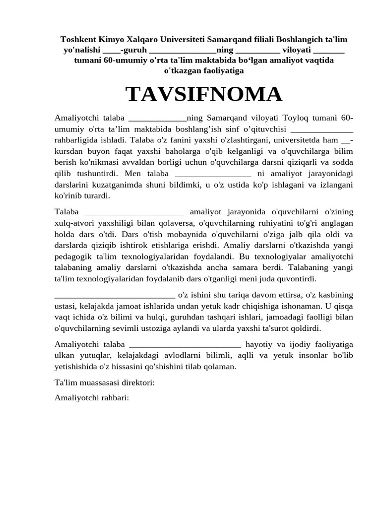 tavsifnoma | PDF