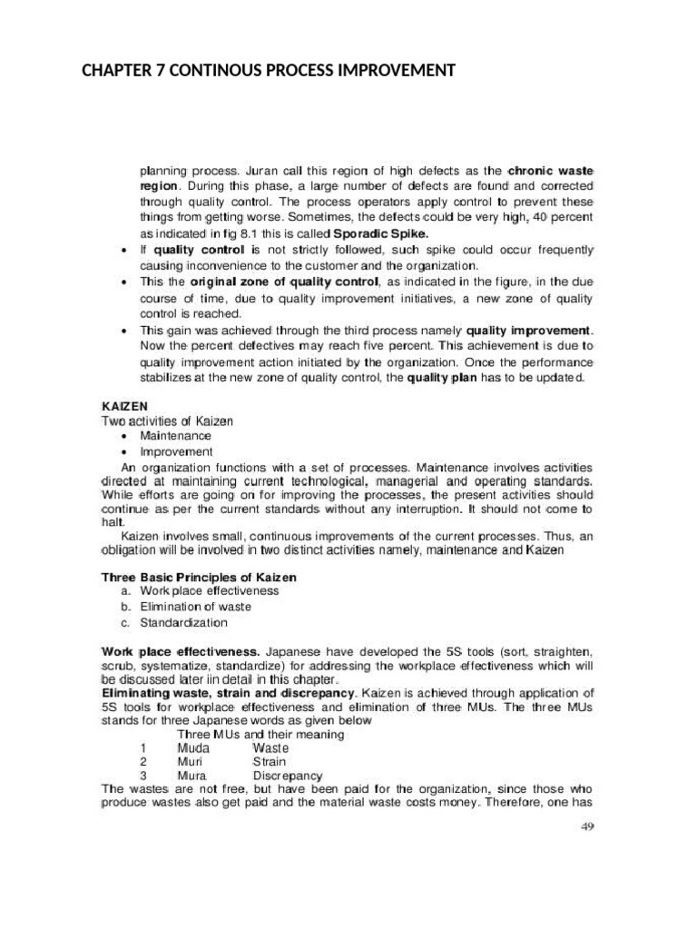 Chapter 7 Continous Process Improvement | PDF