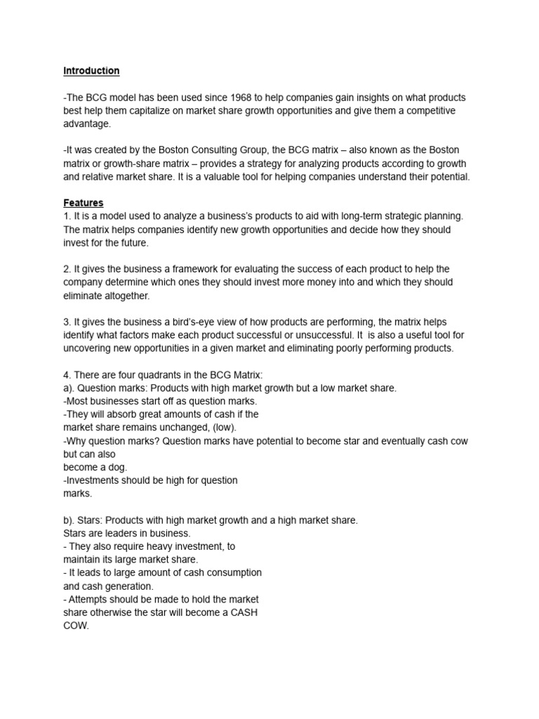 Bcg Matrix Pdf Marketing Business