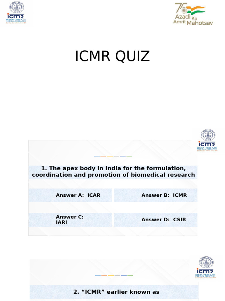 Presentation 4 - ICMR Quiz | PDF
