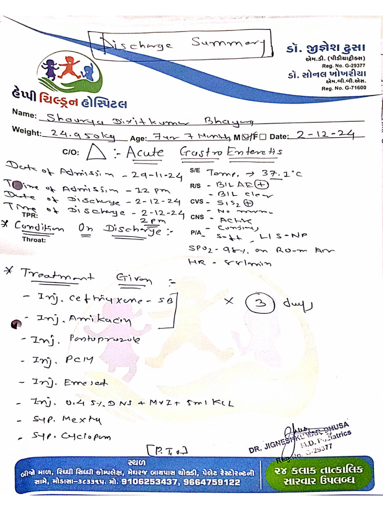Shaurya Discharge Summary | PDF