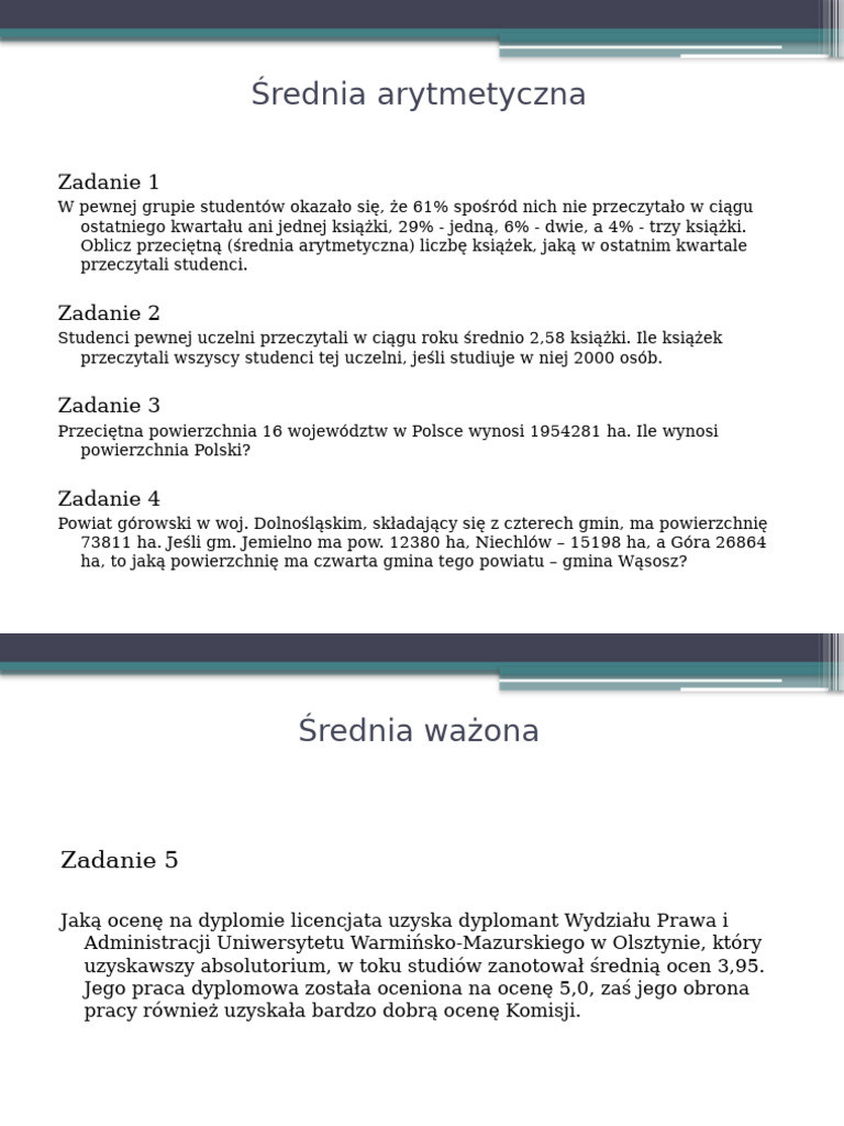 Temat 2 - Miary Tendencji Centralnej NS 2010 | PDF