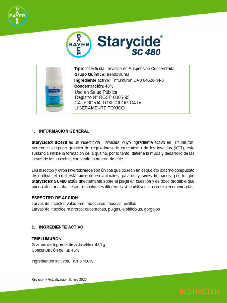 Ficha Técnica Starycide SC 480 | PDF | Insectos | Agua