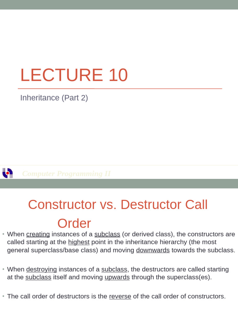 Lec10 (Topic 5 Inheritance) 2 | PDF | Inheritance (Object Oriented Programming) | Class ...