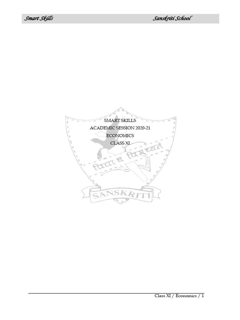 Class XI Economics Smart Skills 2020-21 | PDF | Demand | Elasticity ...