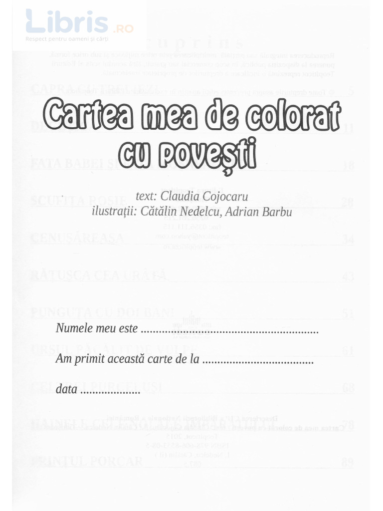 Cartea Mea de Colorat Cu Povesti | PDF