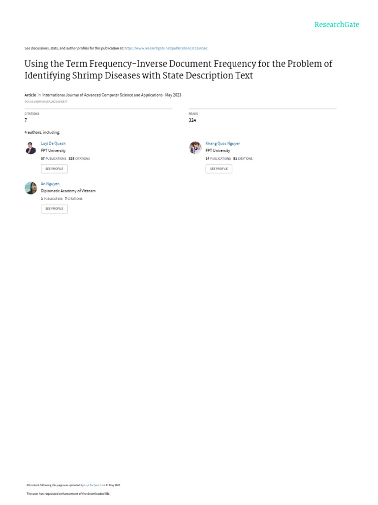 Paper 77 Using The Term Frequency Inverse Document Frequency Pdf Machine Learning Deep