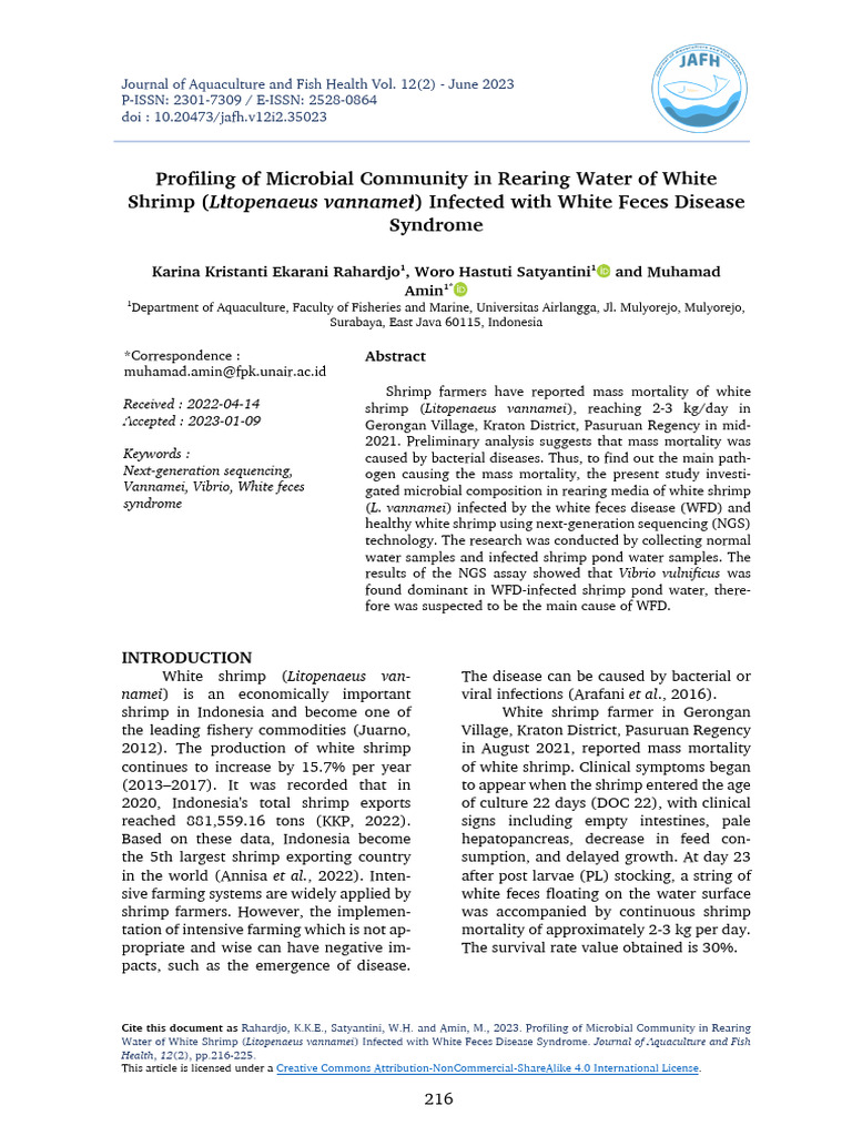 Profiling of Microbial Community in Rearing Water | PDF | 16 S ...