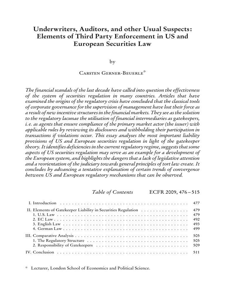 Third Party Enforcement in Securities Law | PDF | Sec Rule 10b 5 ...