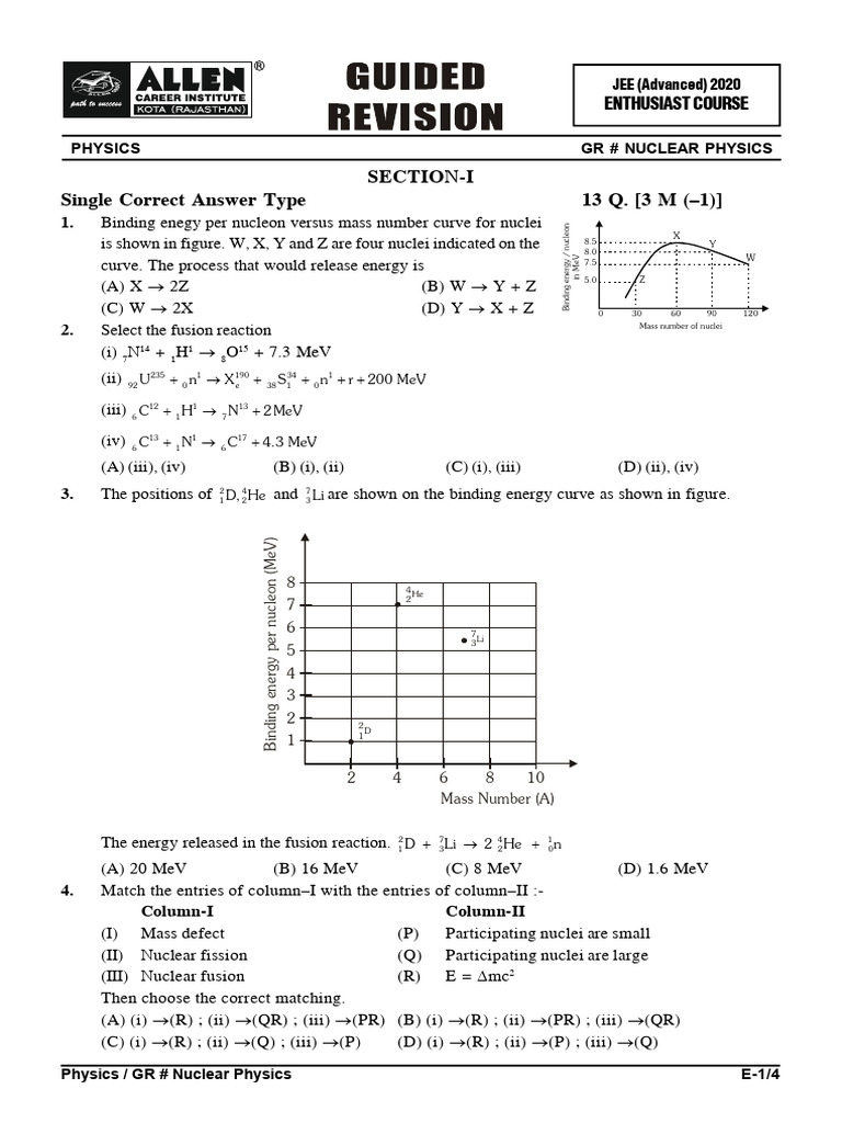 Guided Revision On Nuclear Physics Eng 1594630790 | PDF | Radioactive ...