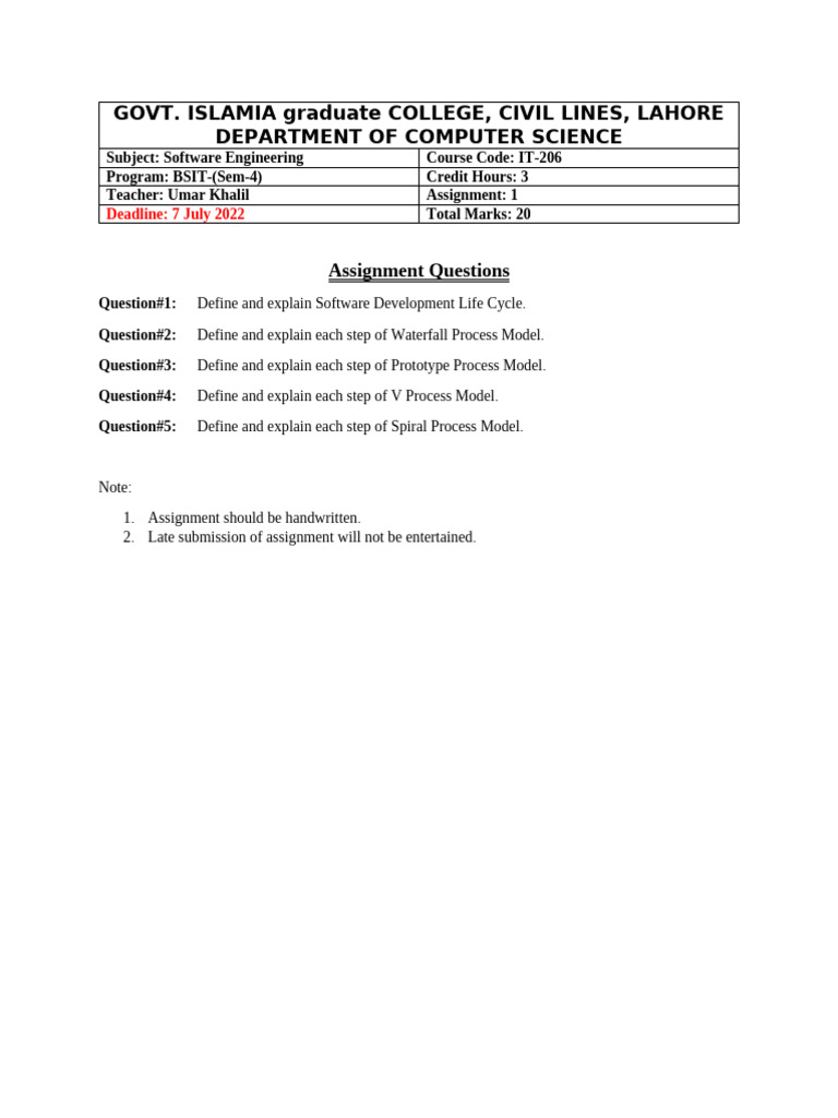 Software Engineering Assignment Overview | PDF